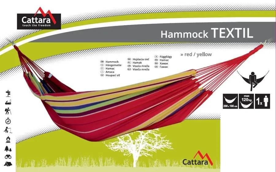 Houpací síť Cattara TEXTIL 200x100cm červeno-žlutá [638629]
