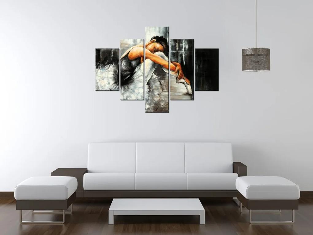 Gario Ručně malovaný obraz Spící baletka - 5 dílný Rozměry: 100 x 70 cm