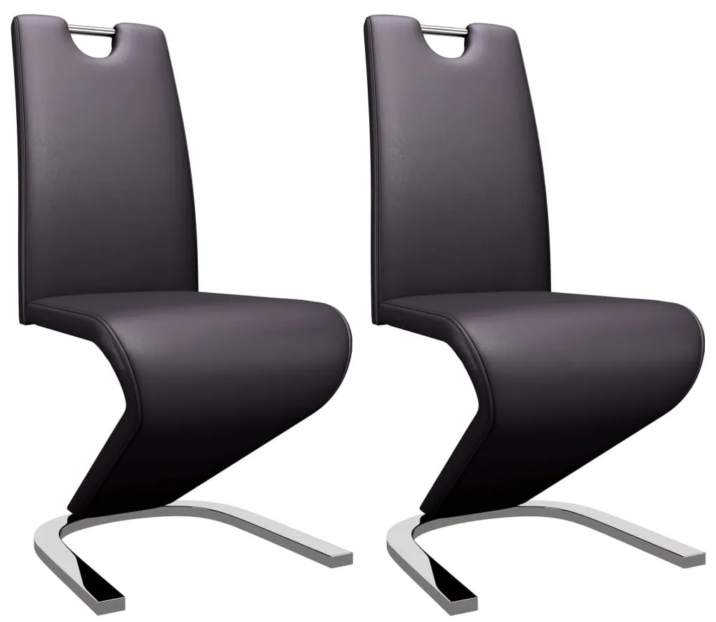 282575 vidaXL Jídelní židle s cik-cak designem 2 ks hnědé umělá kůže