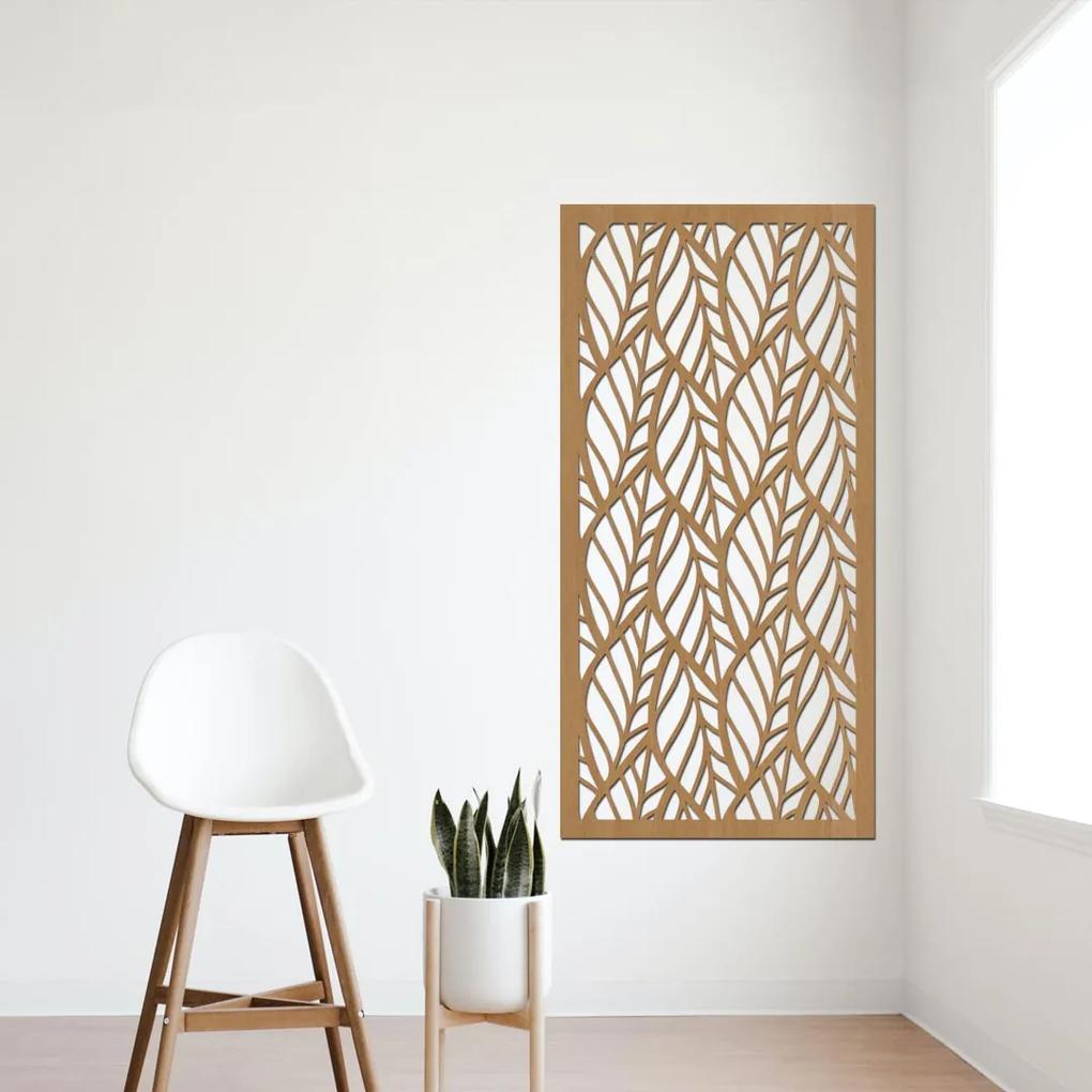 dřevo života Dřevěný dekorační panel LEAF III Rozměry (cm): 20x40, Barevný vzor: Šedá