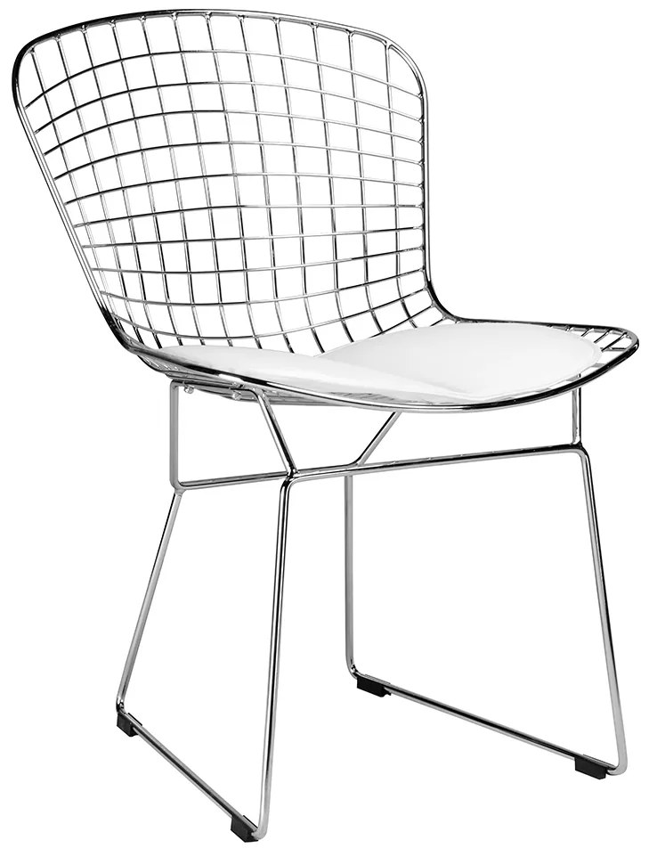 Židle NET SOFT chrom - bílý polštář, kov