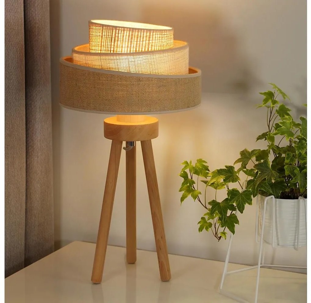 Duolla - Stolní lampa YUTE TRIO 1xE27/15W/230V pr. 25 cm hnědá/šedá/béžová