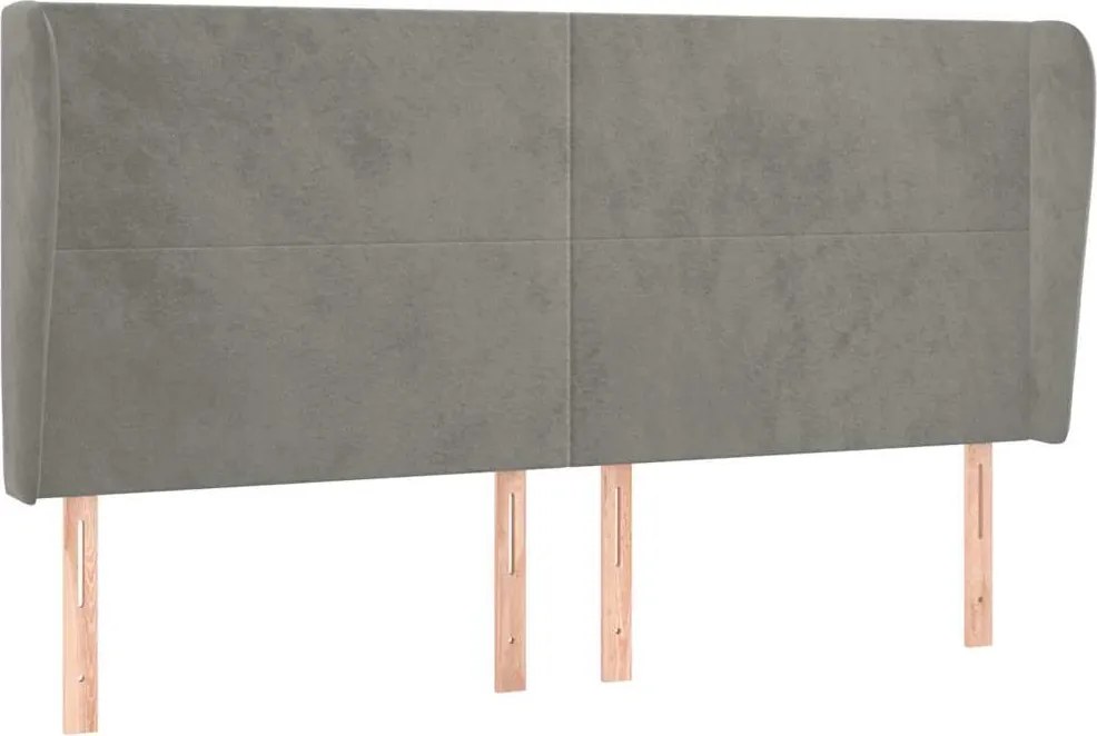 Čelo postele typu ušák světle šedé 183x23x118/128 cm samet 3117736