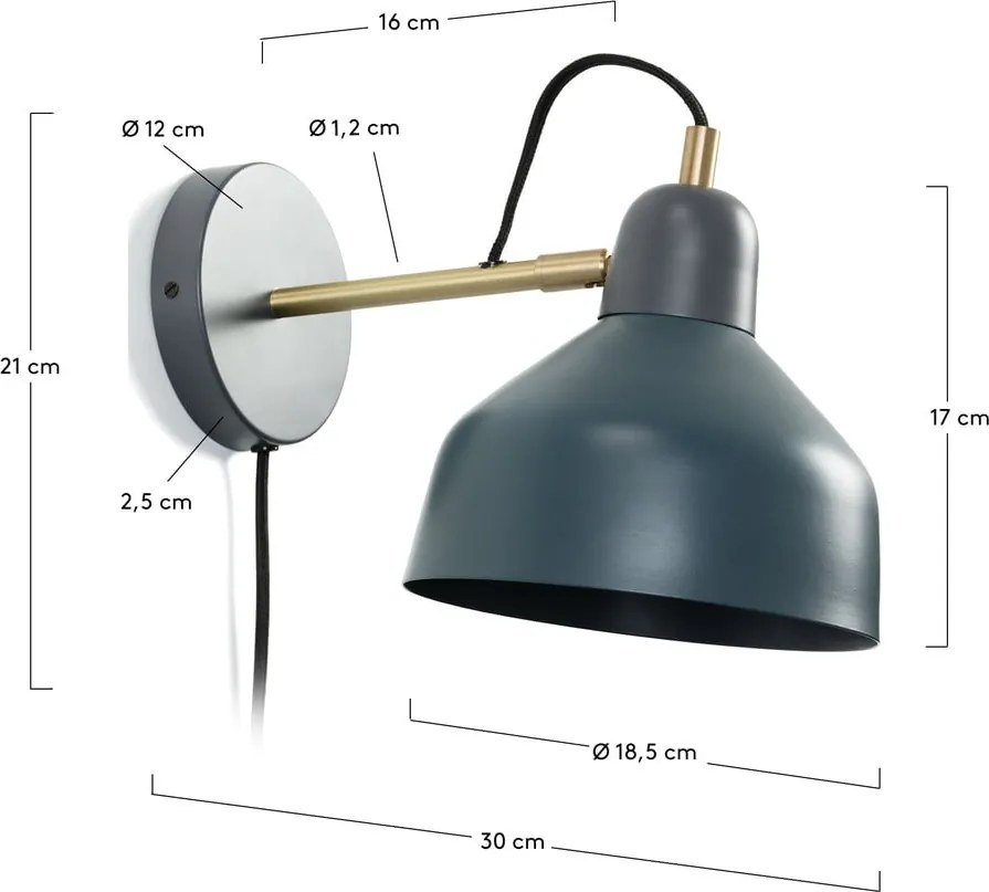 Nástěnné svítidlo v petrolejové barvě Olimpia – Kave Home