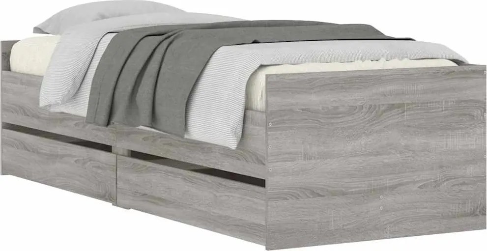 Rám postele se zásuvkami šedý sonoma 90 x 200 cm 3207348