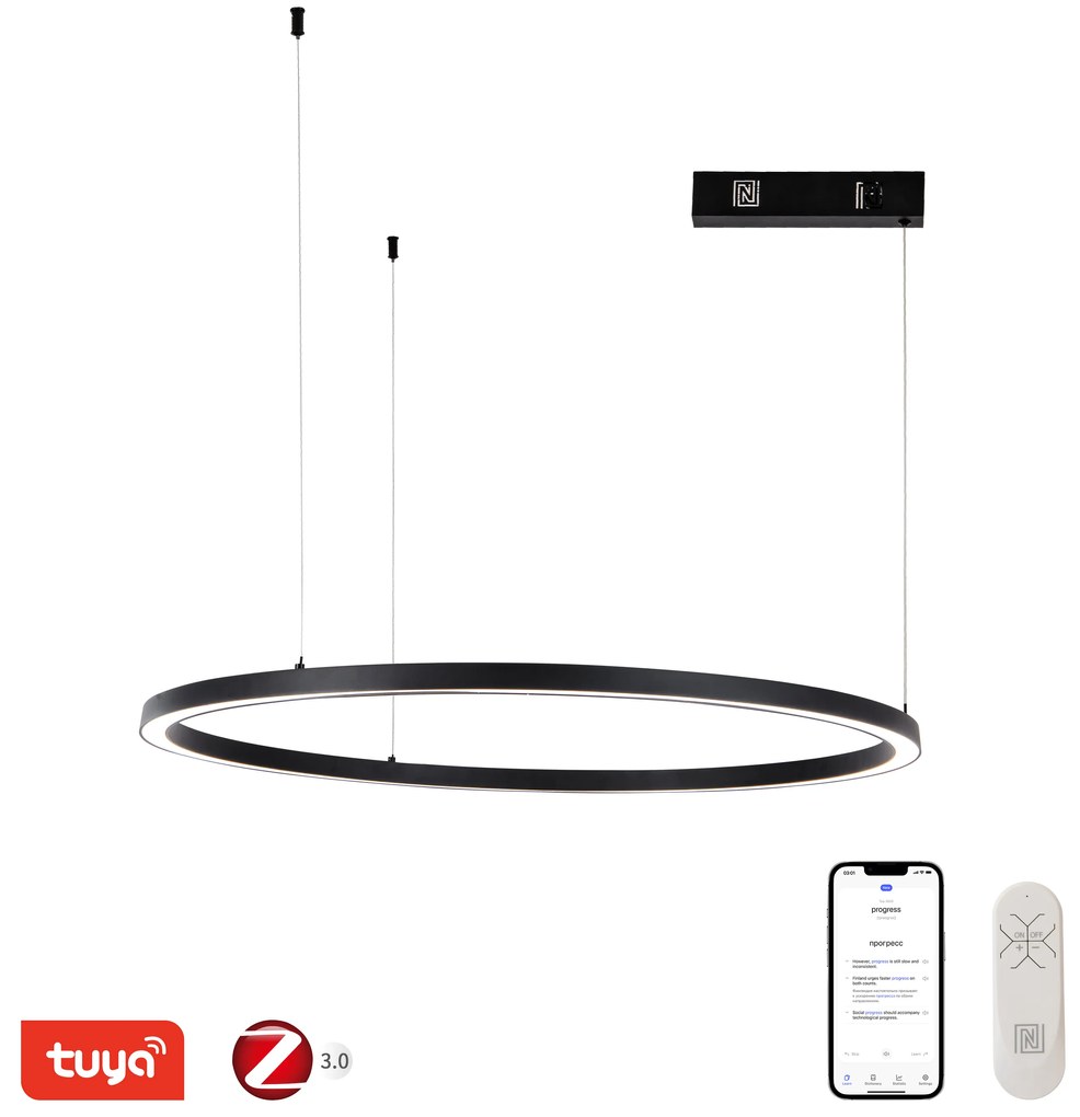 Immax NEO FINO NEW Smart závěsné svítidlo 1 kruh, 80cm, 60W, černé, Zigbee 3.0