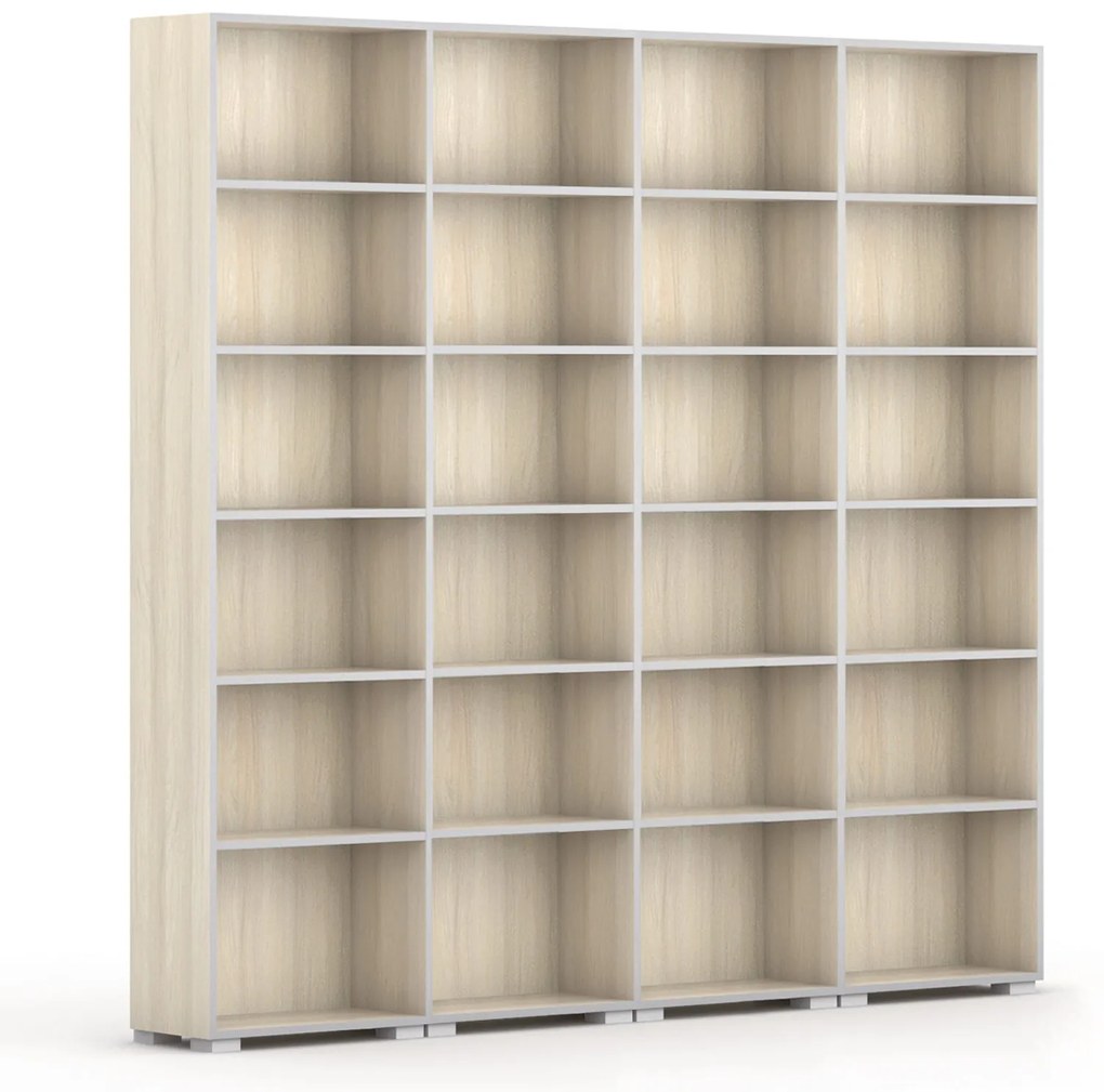 Knihovna SILVER LINE, 4 sloupce, 2230 x 2400  x 400 mm, dub přírodní