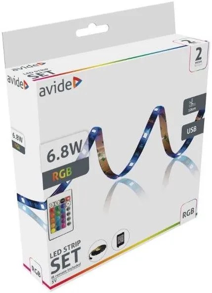 Avide set voděodolný led pásek 2 m s dálkovým ovládáním a usb