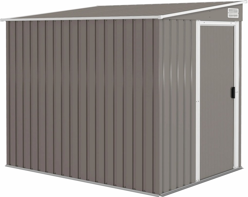 Outsunny Kovový sklad nářadí 2,81 m² 154x206,5x181 cm Nářaďový přístřešek se skloněnou střechou, základna 845-983V00LG