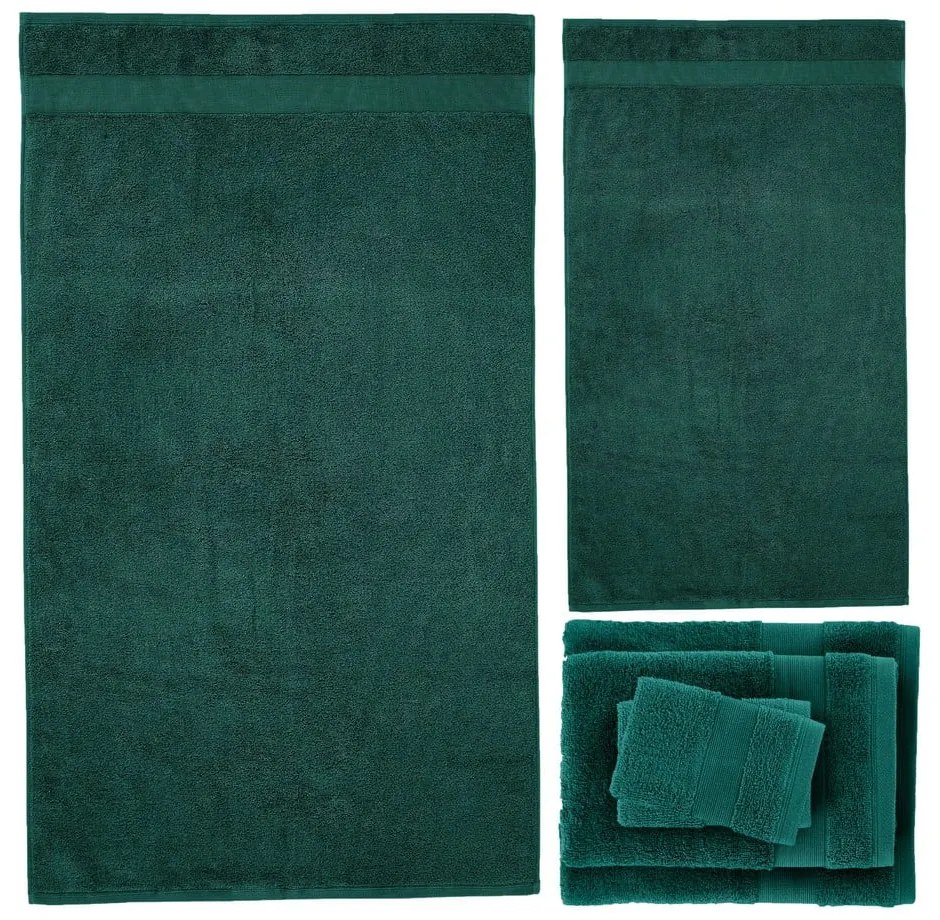 Tmavě zelené froté bavlněné ručníky a osušky v sadě 6 ks Anti-Bacterial – Catherine Lansfield