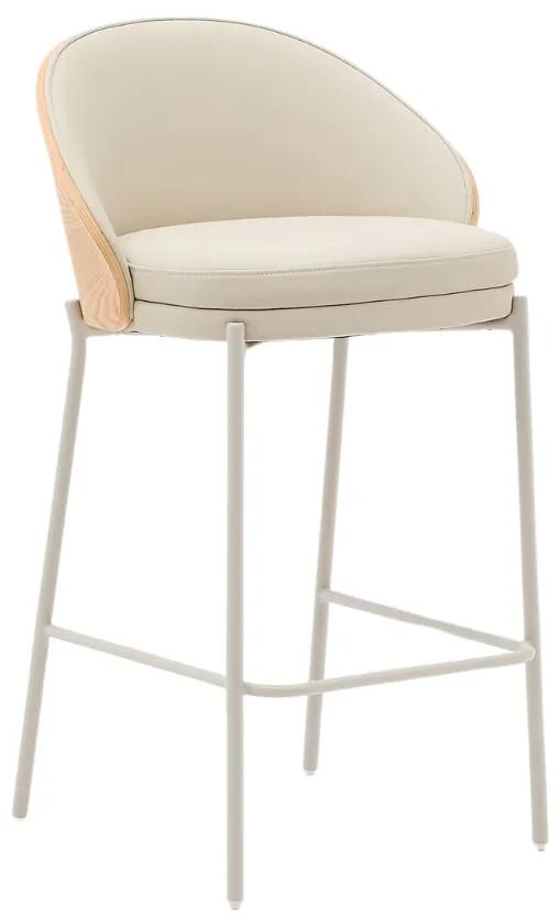 Béžová koženková barová židle Kave Home Eamy 65 cm