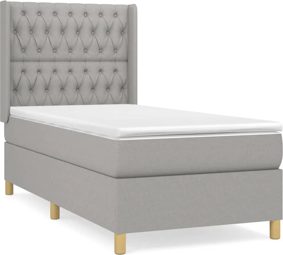 Box spring postel s matrací světle šedá 90x190 cm textil 3132193