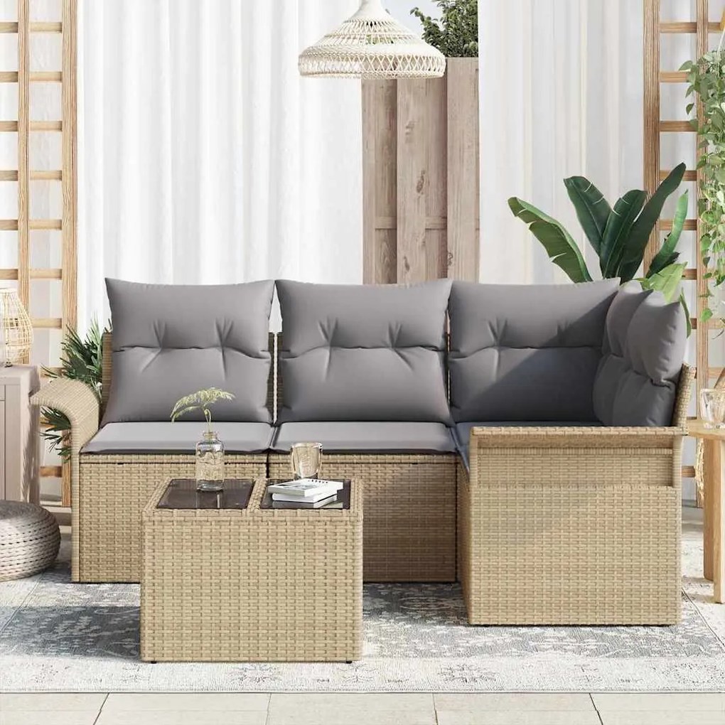 Sada zahradních pohovek 5 ks Béžová polyratan 3345350