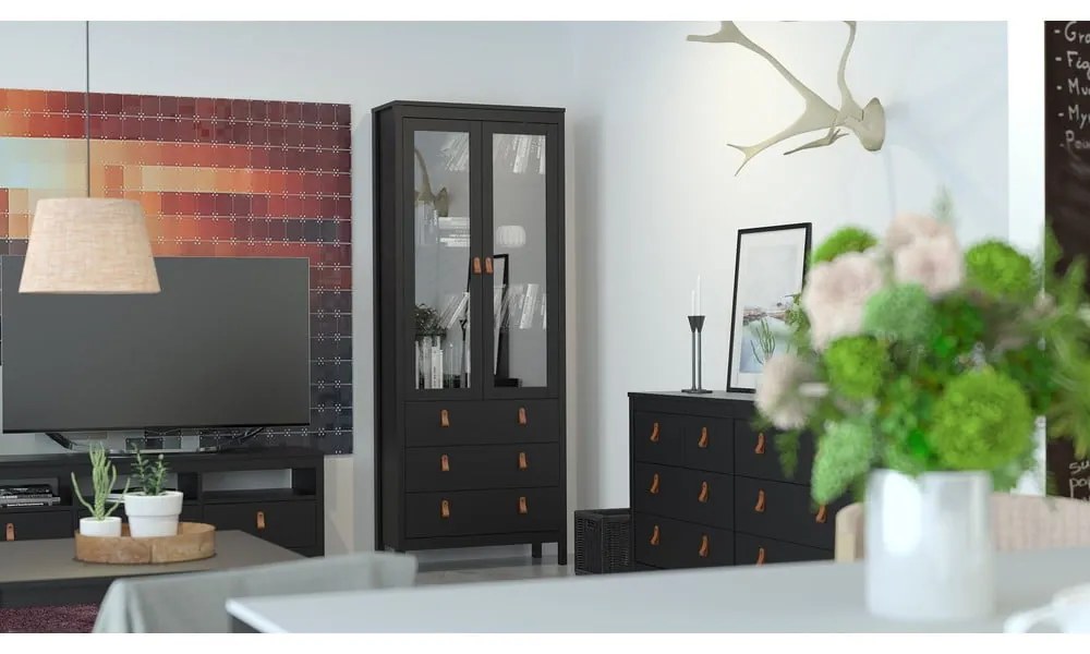 Černá vitrína 78x199 cm Madrid – Tvilum