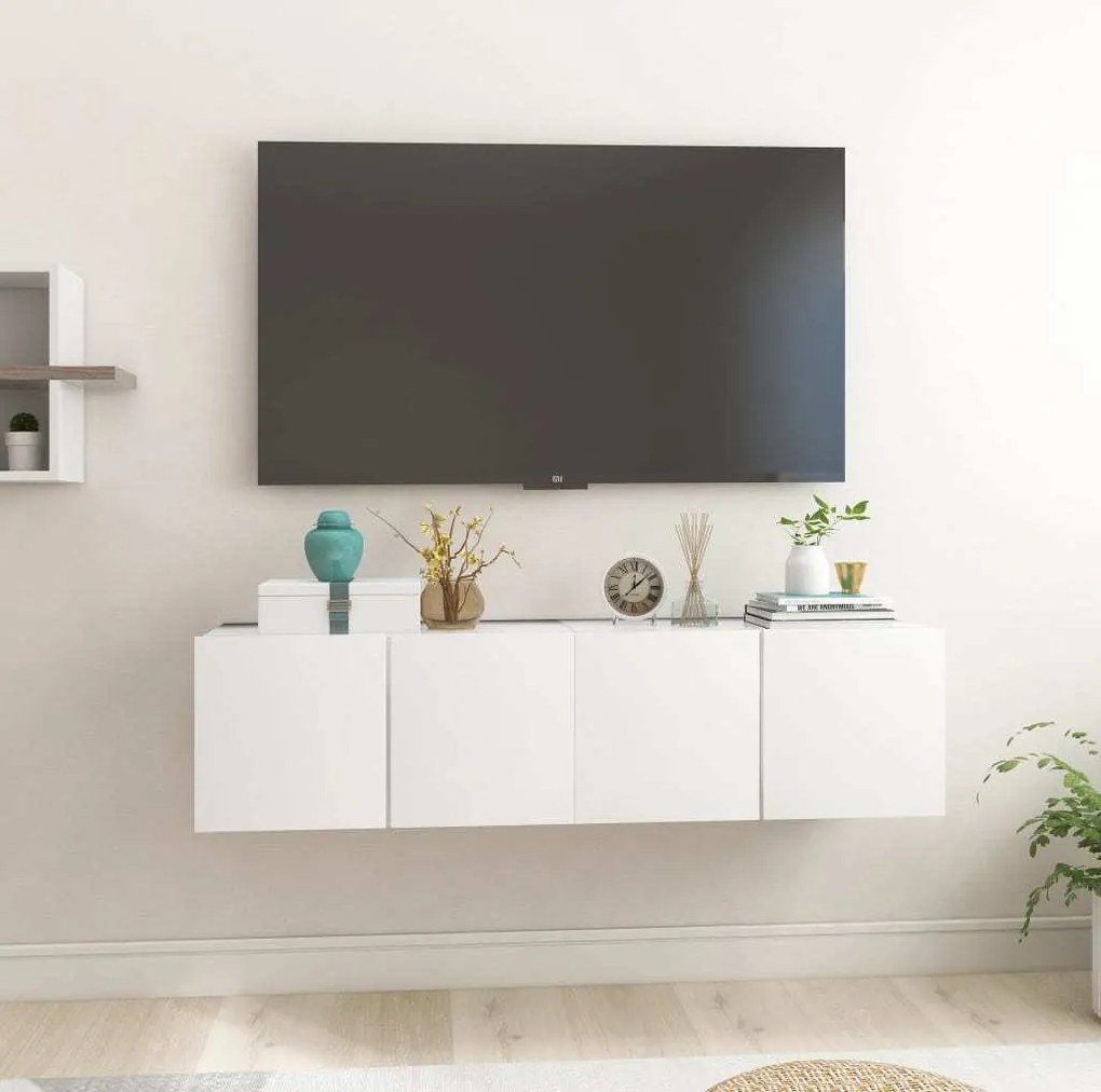 vidaXL Závěsné TV skříňky 2 ks 60 x 30 x 30 cm [804509] Barva: bílá s vysokým leskem