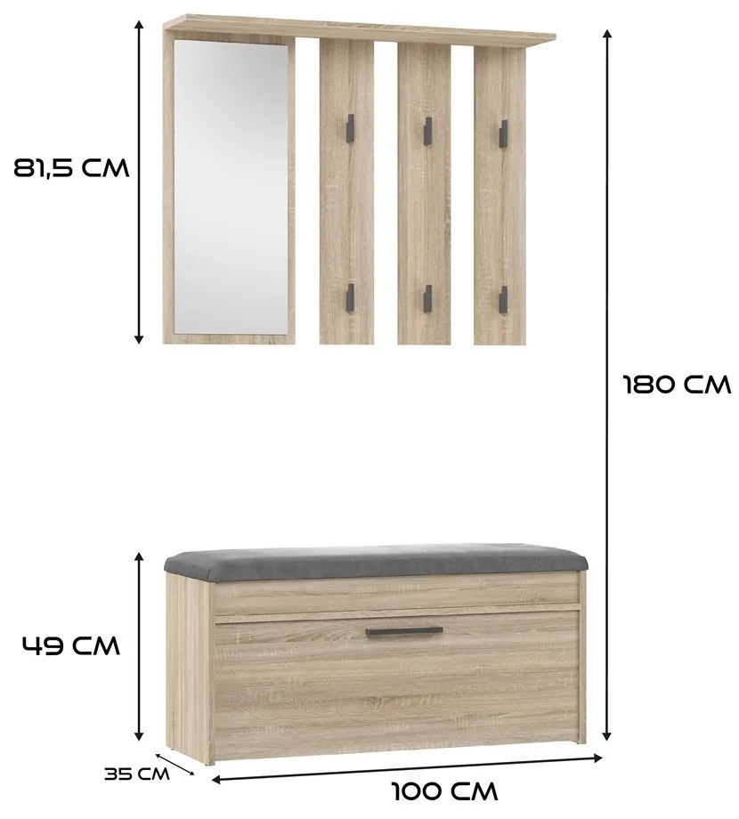 FALCO Předsíňová sestava Pargas Odstín: Antracit/dub artisan
