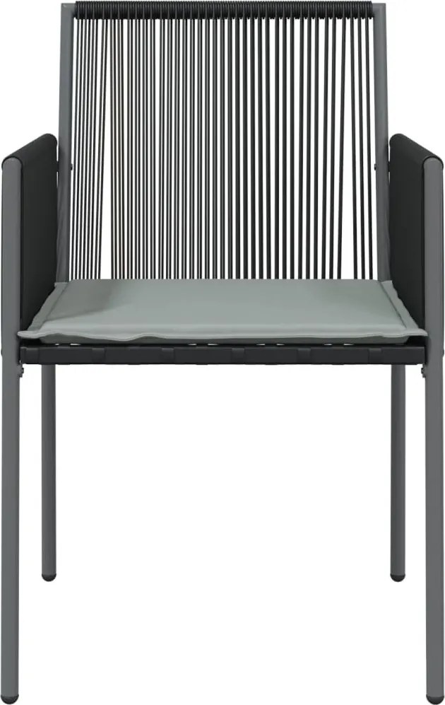 vidaXL Zahradní židle s poduškami 6 ks černé 54x60,5x83,5 cm polyratan [3187092]