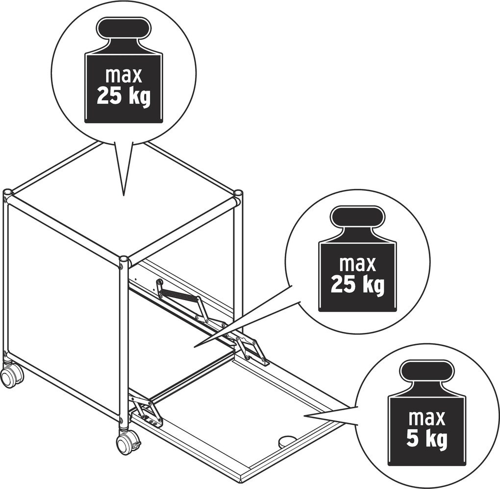 Tchibo - Kovový odkládací stolek »Cn3« s 1 výklopnými dvířky - barva: růžová