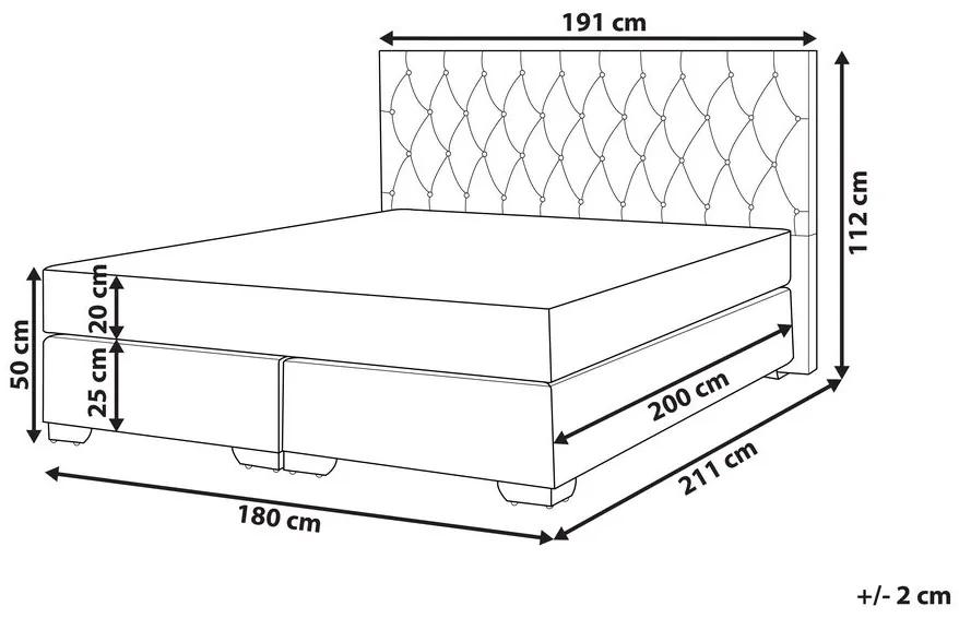 Světle šedá kontinentální postel 180x200 cm DUCHESS Beliani