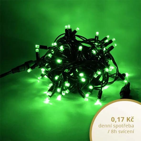 LED světelný řetěz 5 m, zelená, 50 diod, IP44