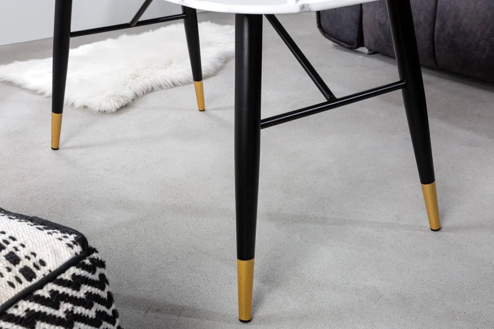 Designový konferenční stolek Laney 110 cm bílý - vzor mramor