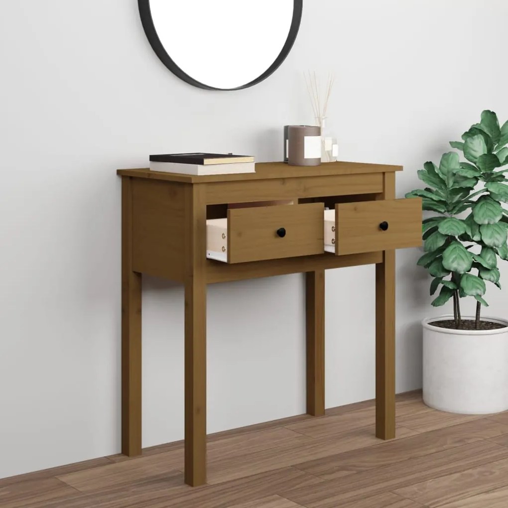 Konzolový stolek medově hnědý 70x35x75 cm masivní borové dřevo - Default Title