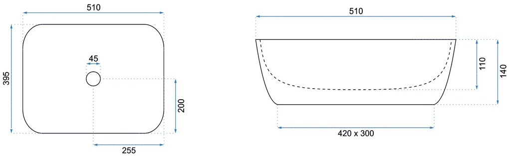 Rea Freja umyvadlo na desku, 51 x 40 cm, béžová, REA-U6647