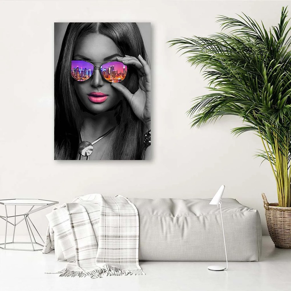 Gario Obraz na plátně Pop art dívka s brýlemi New York Rozměry: 40 x 60 cm