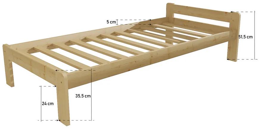 Vomaks Jednolůžková postel VMK003A 90 x 200 cm surové dřevo