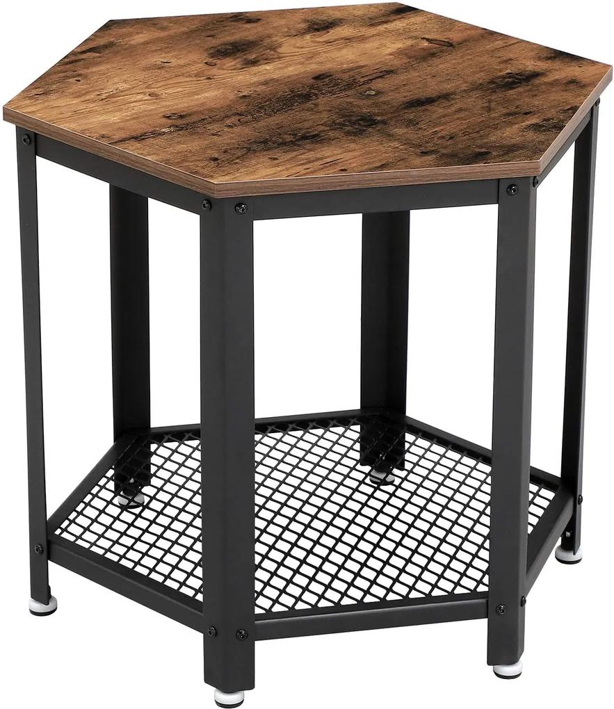 VASAGLE Odkládací stolek šestiúhelník industriální 55 x 55 x 55 cm | BIANO