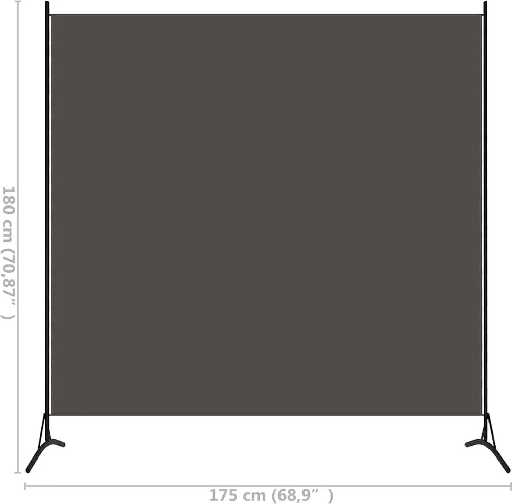 Paraván antracitový 175 x 180 cm textil 320737