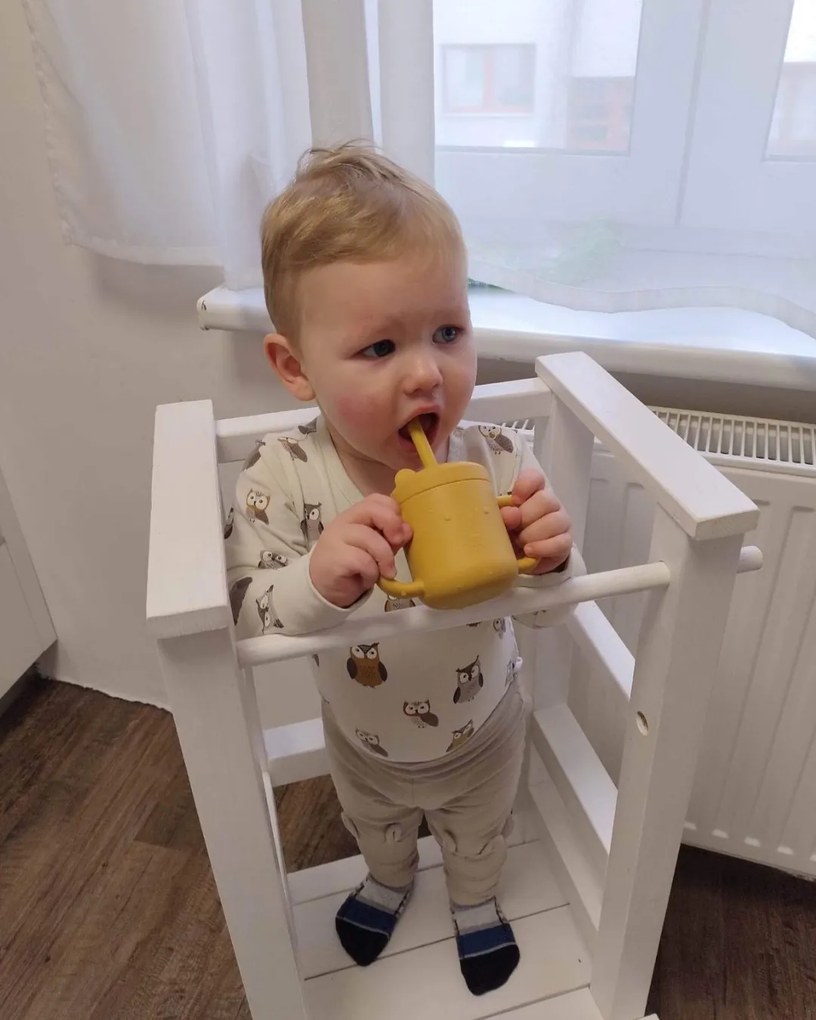 Moonbaby Dětský silikonový hrnek TEDDY 110 ml hořčicový