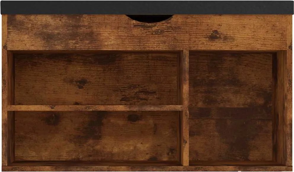 Lavice s botníkem a poduškou kouřový dub 80x30x47 cm kompozit 326767