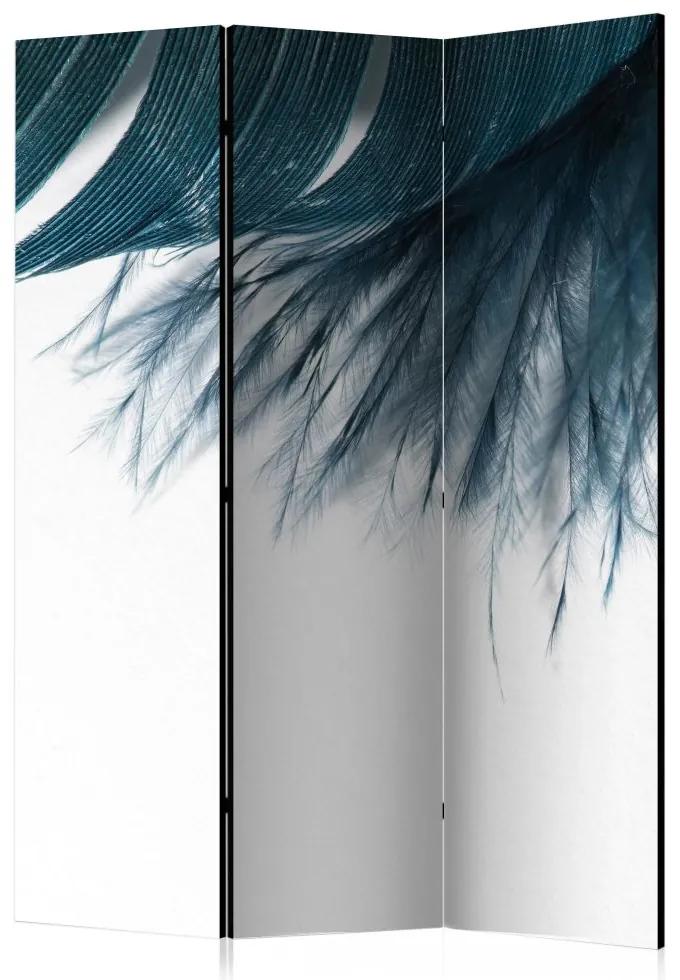 Paraván Dark Blue Feather Dekorhome 135x172 cm (3-dílný)