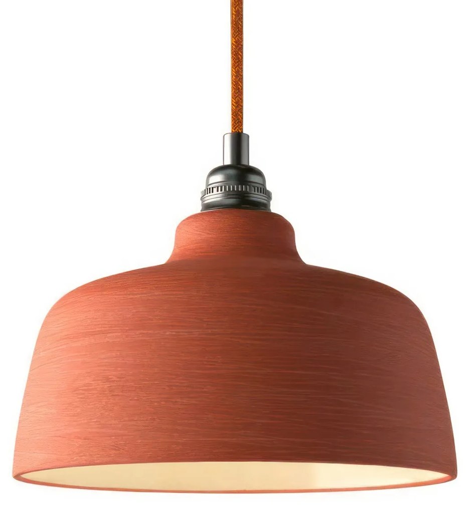 creative cables Závěsná lampa s textilním kabelem, keramickým stínidlem tvaru misky s kovovými detaily Barva: Lesklá bílá