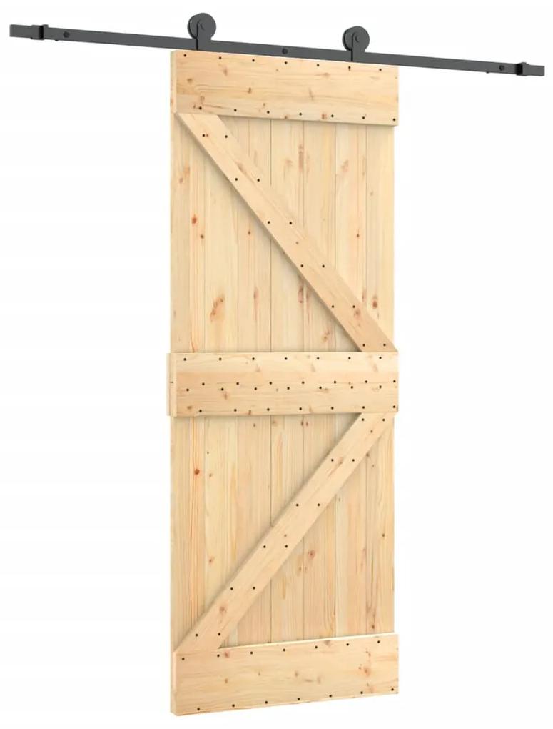 Posuvné dveře s kováním 85 x 210 cm masivní borové dřevo,  3203059