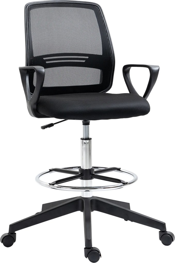 Kancelářská ergonomická otočná židle Vinsetto s nastavitelnou výškou a podnožkou kovová 59,5x60x102,5-126cm