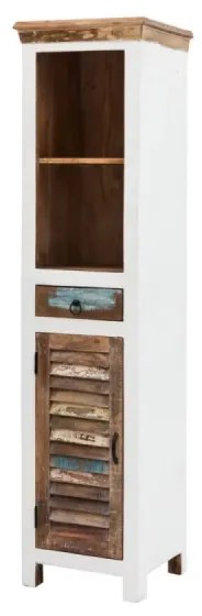furniture-nabytek.cz - Masivní skříňka do koupelny Perano z recyklovaného dřeva, lakovaná, bílá/barevná – 45×43×180 cm