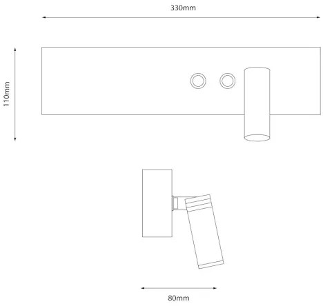 LED Nástěnné bodové svítidlo RESORT LED/10W/230V + LED/3W černá pravá