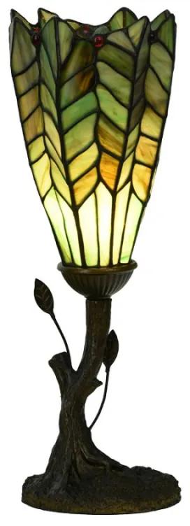Stolní lampa Tiffany Jacolien zelená ve tvaru květu – 15x42 cm