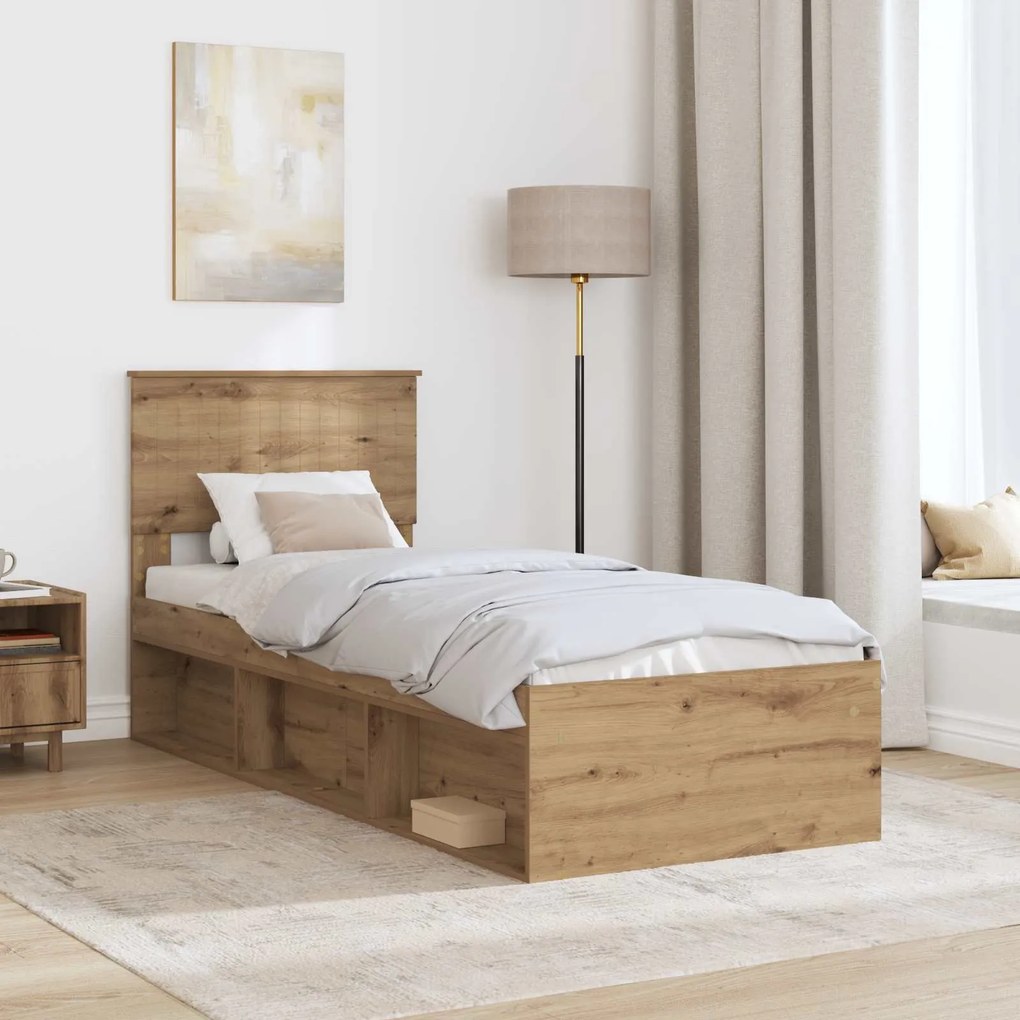 Rám postele Umělecký dub 75 x 190 cm Masivní borové dřevo 3410671