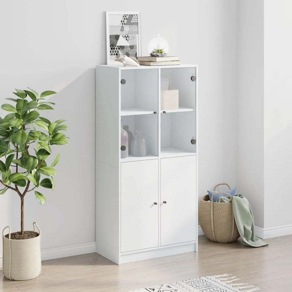 Highboard s dvířky bílý 68 x 37 x 142 cm kompozitní dřevo 3295864