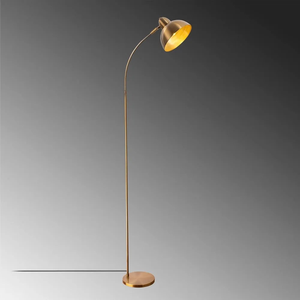 Stojací lampa v mosazné barvě s kovovým stínidlem (výška 162 cm) Marzeo – Opviq lights