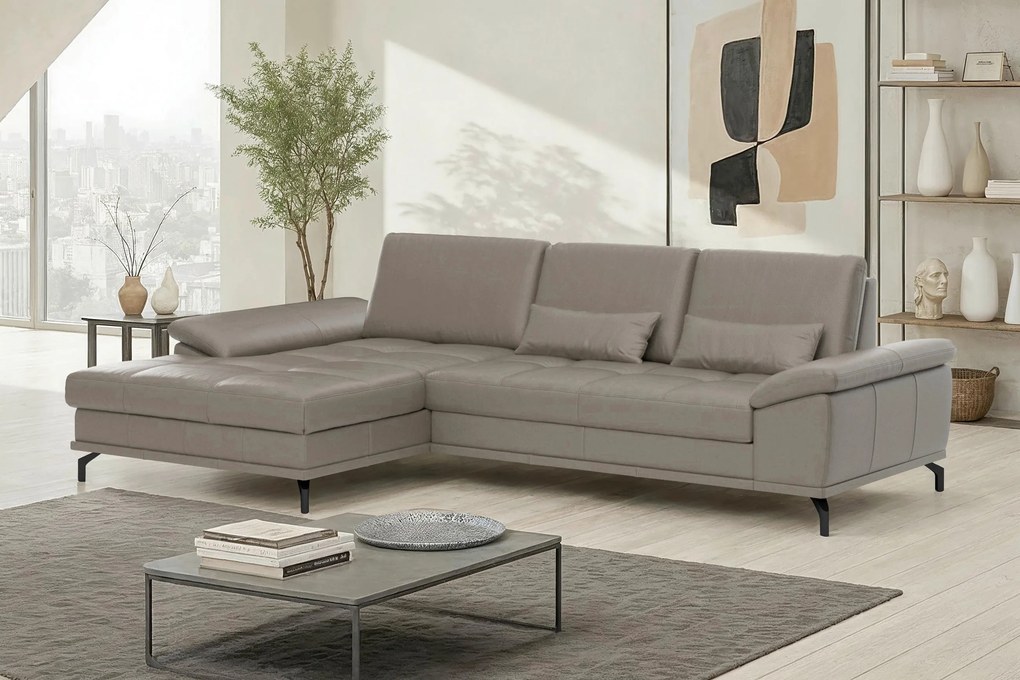 XXXLutz ROHOVÁ SEDAČKA, kůže, šedá Sit & More - Sedací soupravy - 000144039740