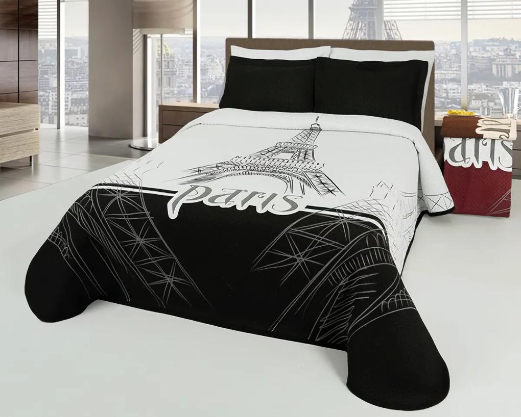 Forbyt Přehoz na postel EIFFEL černo-bílý, 240x260cm, dvojlůžkový