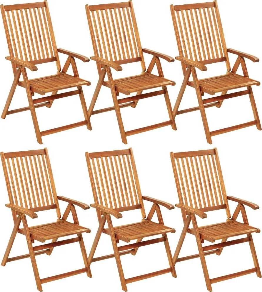 vidaXL Skládací zahradní židle s poduškami 6 ks masivní akácie [3064124] Barva: Vzor šedá kostka