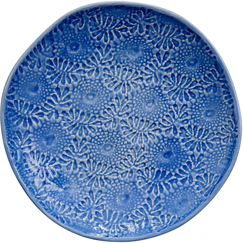 rice Dezertní talíř Embossed Blue, modrá barva, keramika