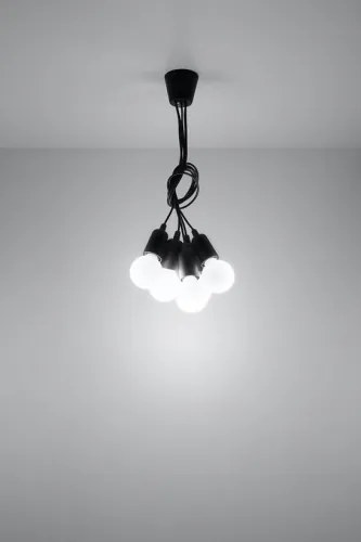 Závěsné svítidlo SOLLUX Diego 5 E27 5x60W bez zdroje PVC černá SL.0574