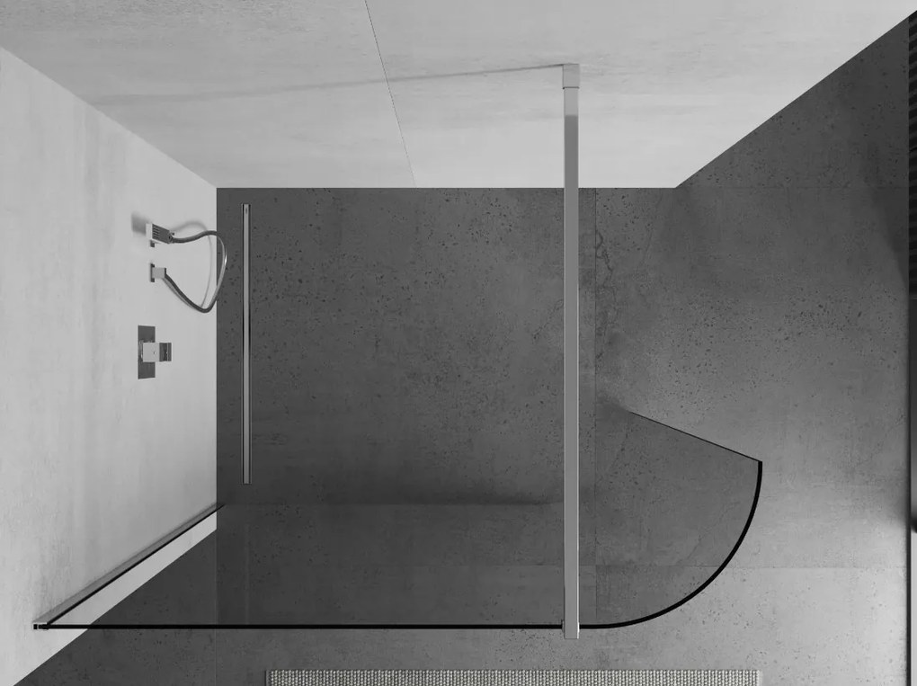 Mexen Kioto zaoblená sprchová zástěna Walk-In 160x200 cm, 8mm čiré sklo, 800-160-000-00-06