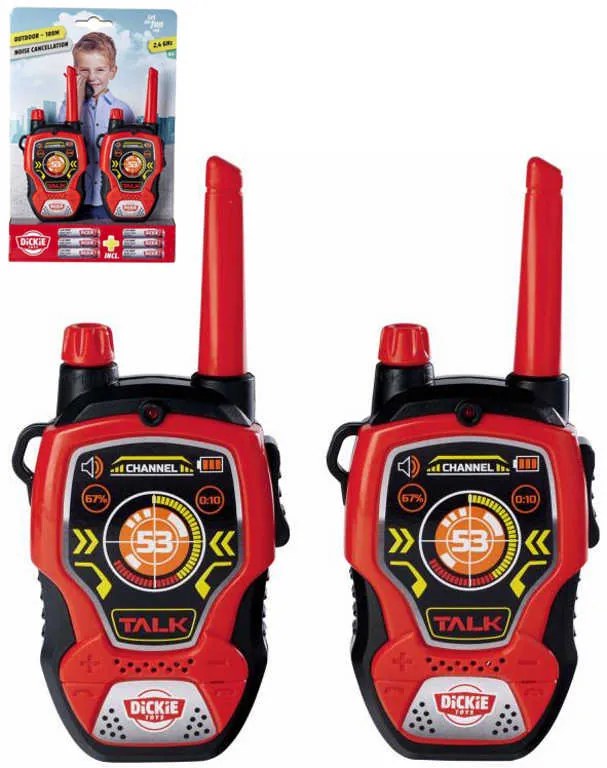 DICKIE Vysílačky dětské Walkie Talkie 2,4GHz 16cm set 2ks na baterie d18195